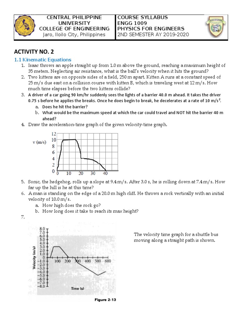 Worksheet 2 - Kinematic Equations | PDF | Velocity | Acceleration