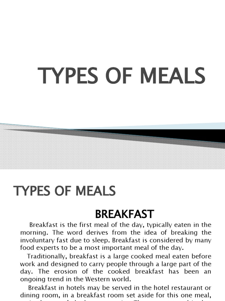 Types of Breakfast | PDF | Meal | Eating Behaviors Of Humans