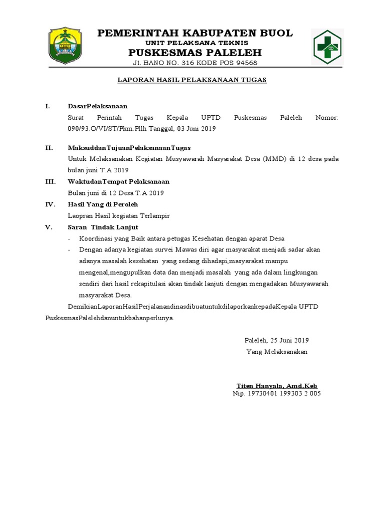 Contoh Laporan Hasil Perjalanan Dinas | PDF
