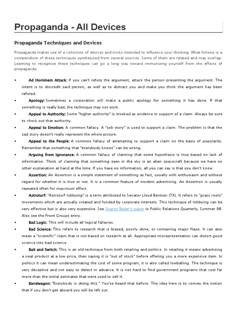 Propaganda | PDF | Fallacy | Propaganda