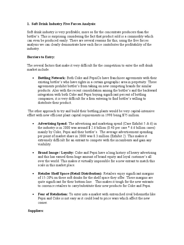 Porter Five Forces | PDF | Pepsi Co | Coca Cola