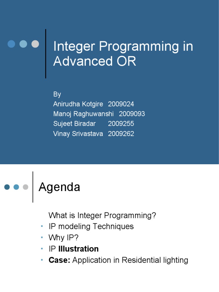 Integer Programming in Advanced OR | PDF | Linear Programming ...