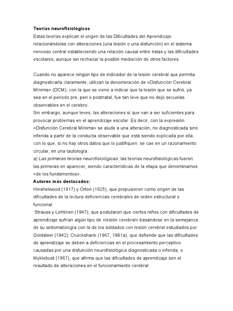 Teorías Neurofisiológicas | PDF | Hemisferio cerebral | Cerebro