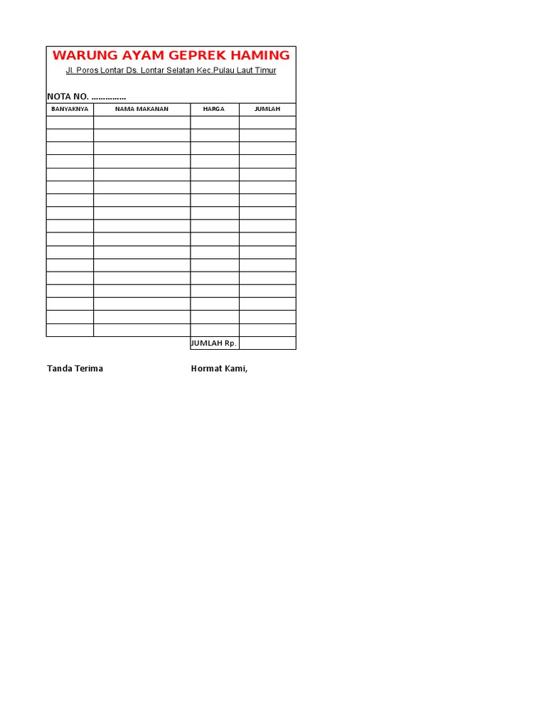 Nota Makan | PDF