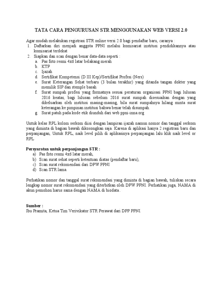 Tata Cara Pengurusan STR Menggunakan Web Versi 2 | PDF