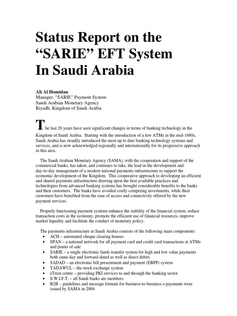 Saudi Arabia's SARIE Payment System | PDF | Debit Card | Banks