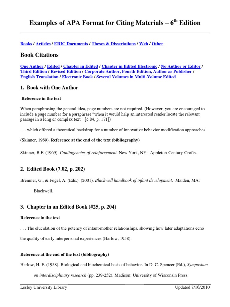 APA 6th Ed Lesley Examples PDF | PDF | Thesis | Apa Style