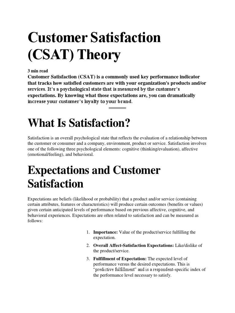 Customer Satisfaction Theory PDF | PDF | Customer Satisfaction | Affect ...