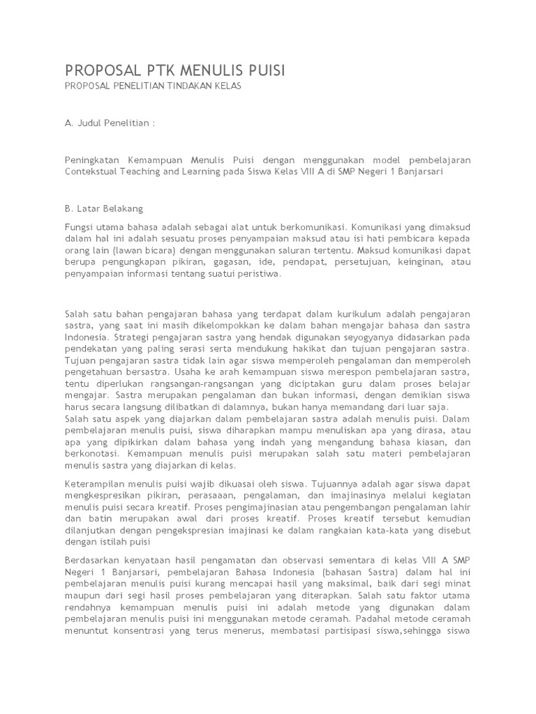 Contoh Proposal Penelitian SMP | PDF