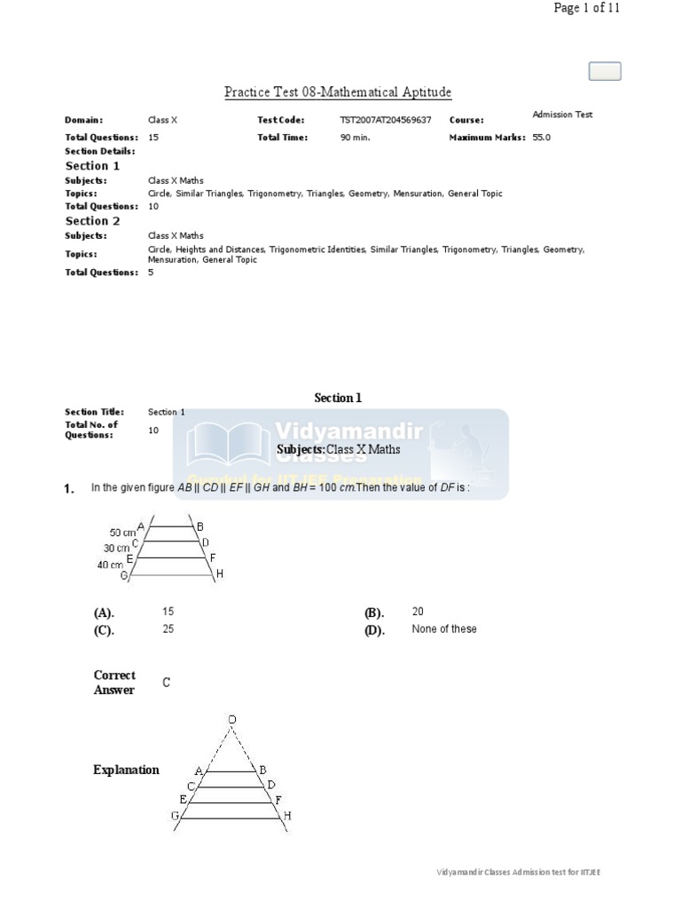 Practice Test 08-Mathematical Aptitude | PDF | Sphere | Euclidean Plane ...