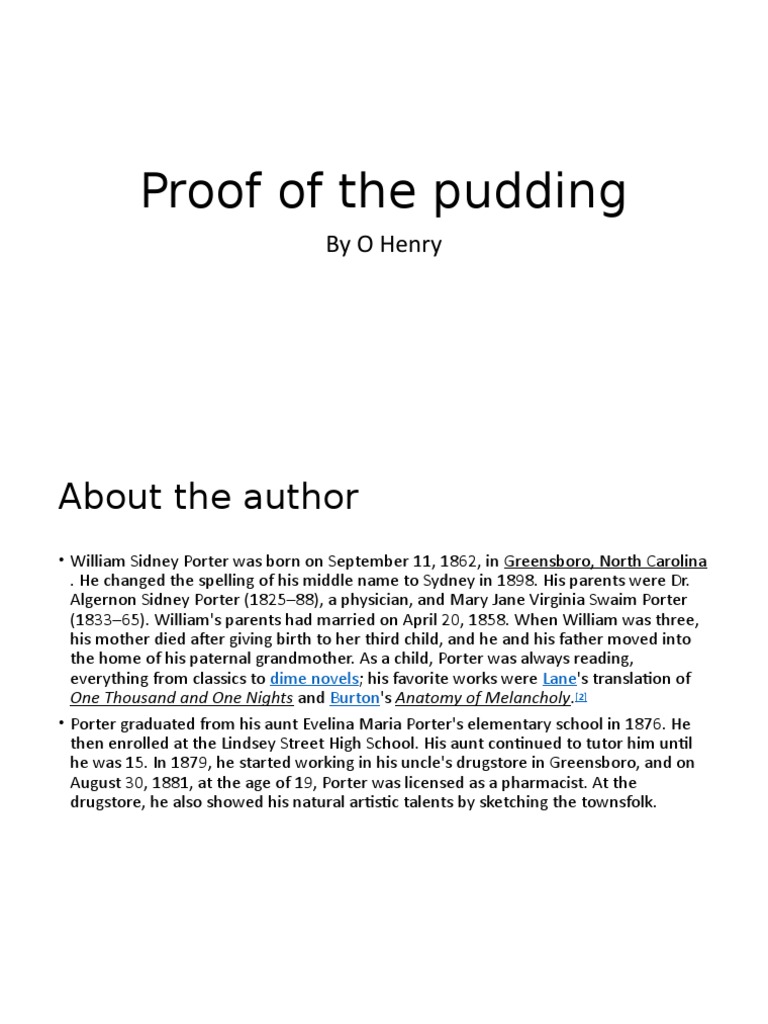 The Proof of The Pudding | PDF | Mystery, Thriller & Crime Fiction