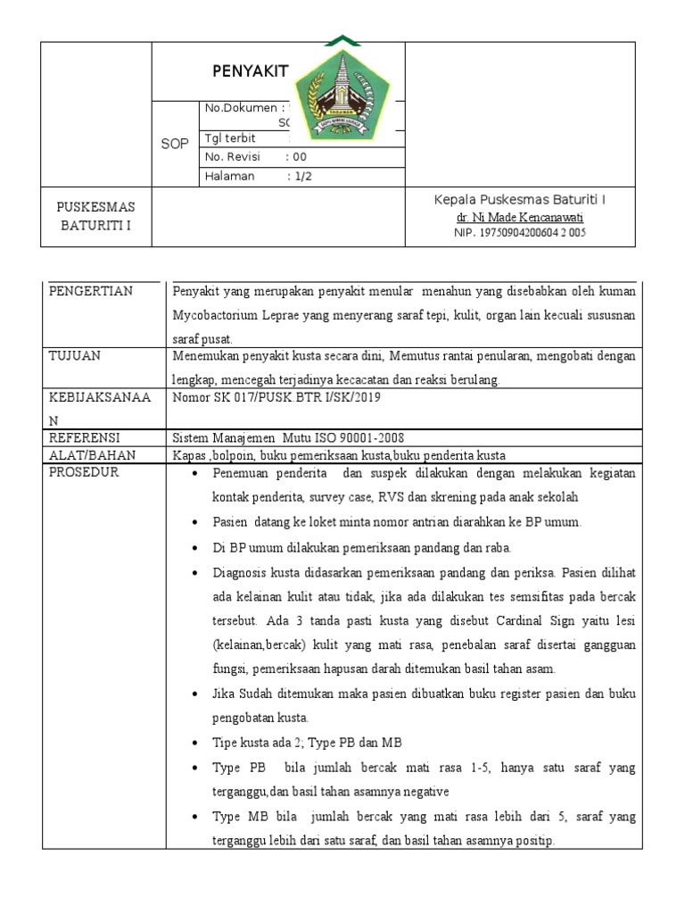 Sop Program Kusta Di BP | PDF