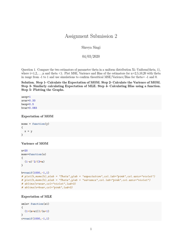 Assignment 2 | PDF | Variance | Analysis