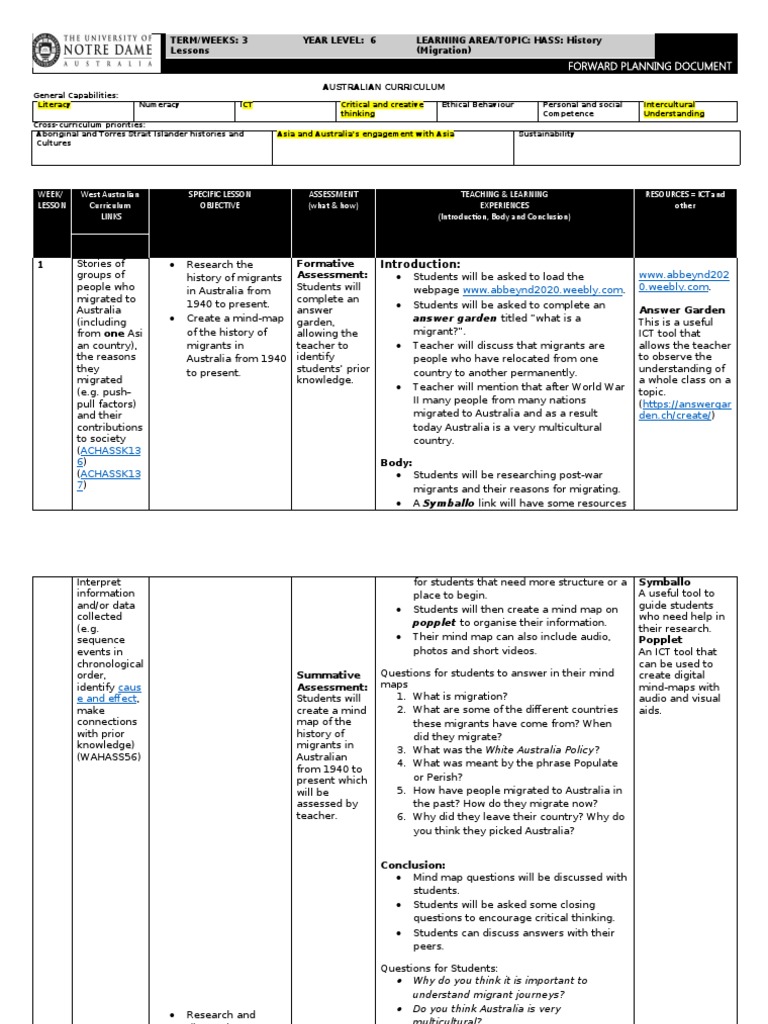 Forward Planning Document - Year 6 Migration | PDF | Immigration | Educational Technology
