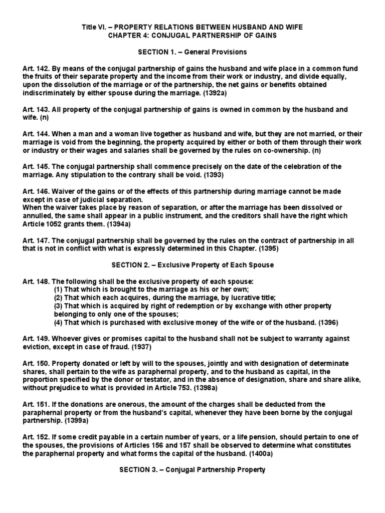 Conjugal Partnership of Gains | PDF | Marriage | Partnership