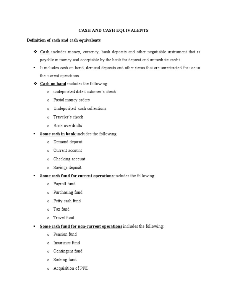 Summary - Cash and Cash Equivalent | PDF | Cash Flow Statement ...