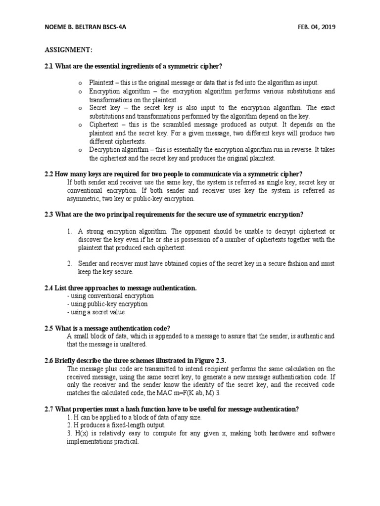 ASSIGNMENT | PDF | Key (Cryptography) | Cryptography