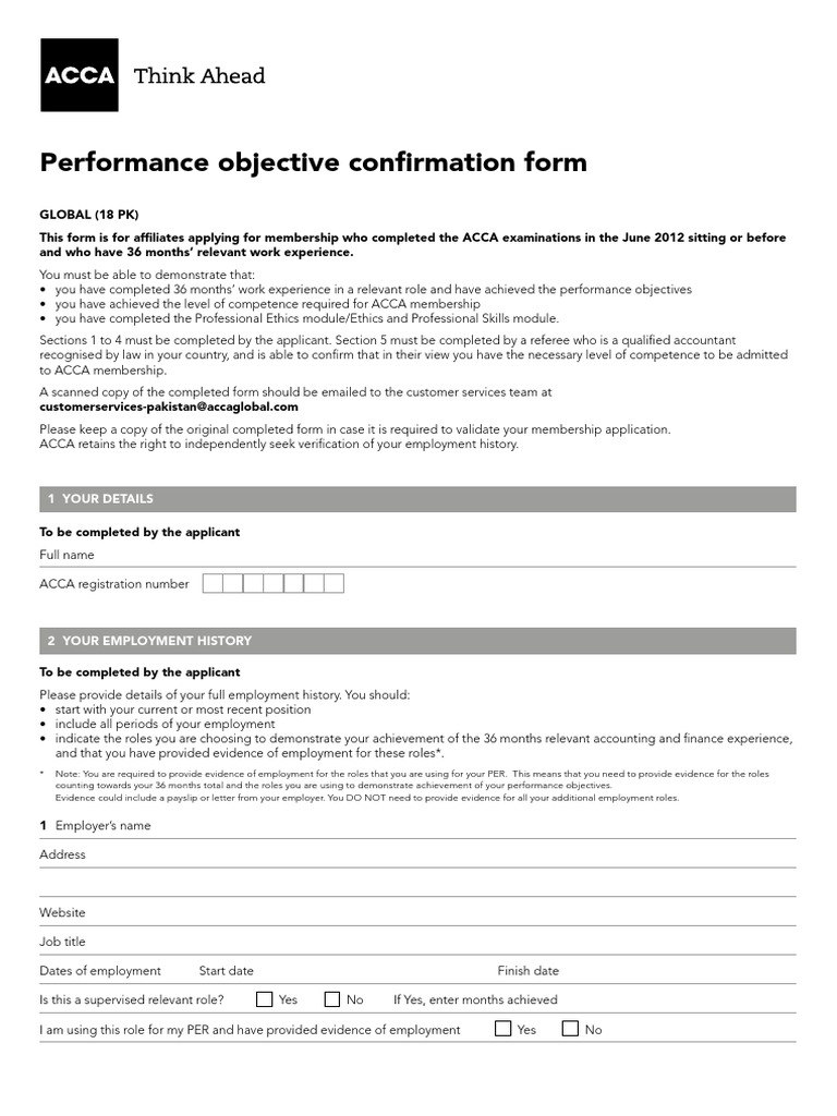 Global (18 PK) Performance Objective Confirmation | PDF | Accountant ...