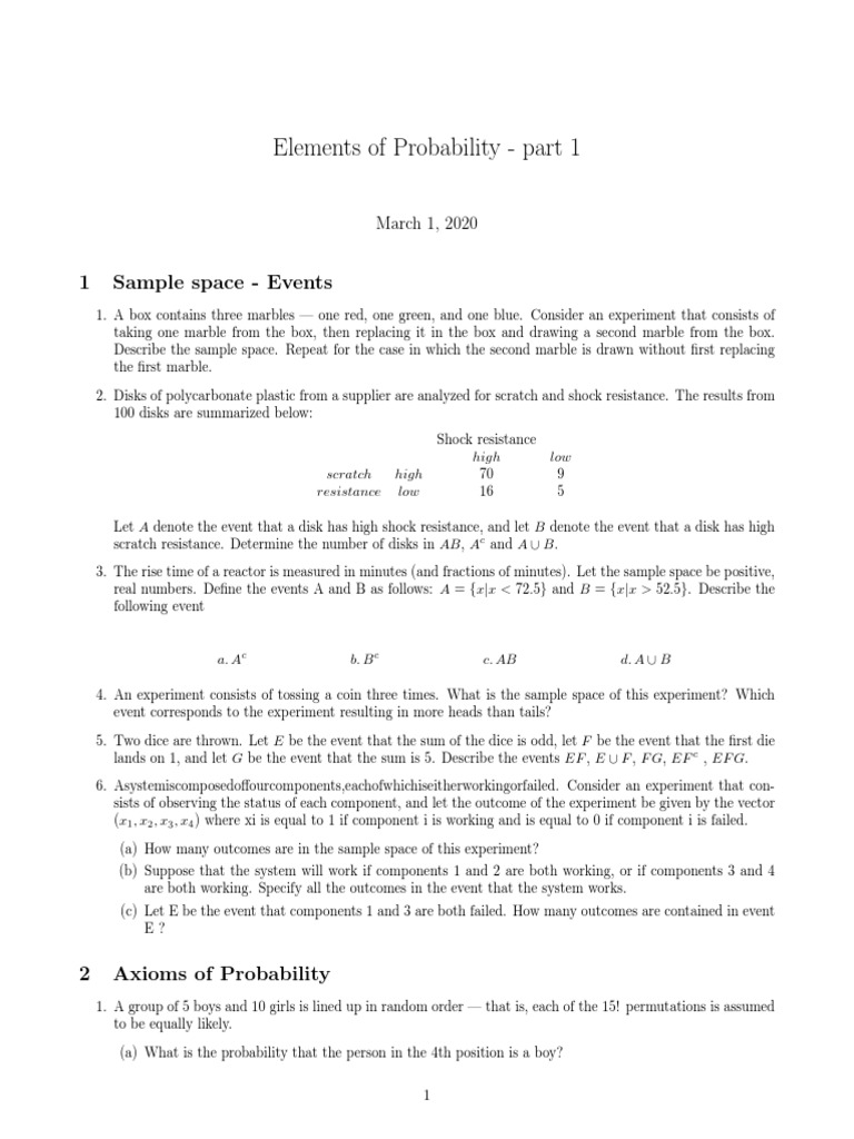 Exercise 1 | PDF | Probability Theory | Knee