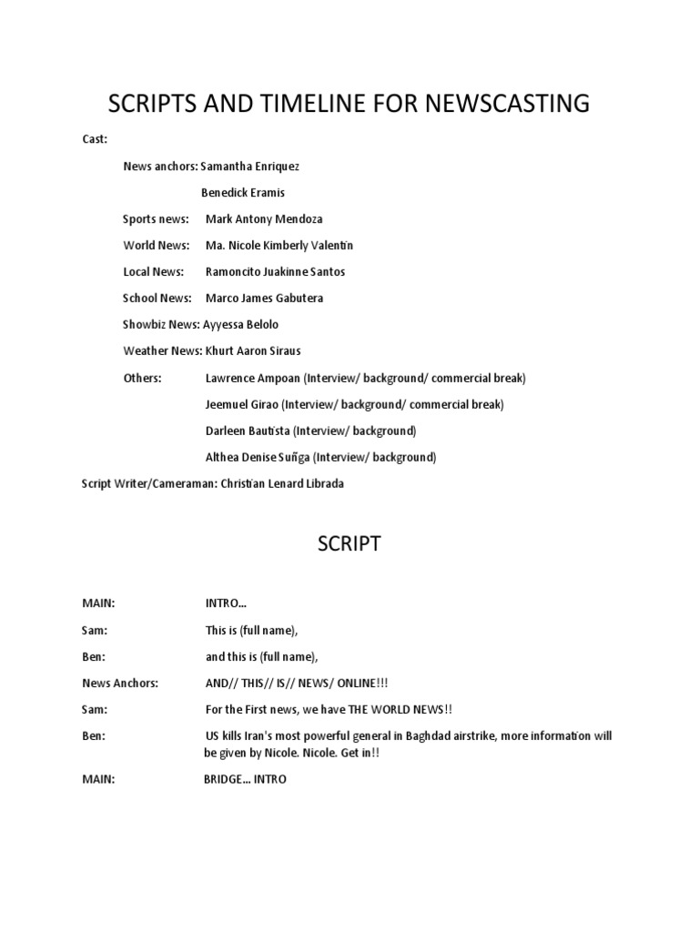 Scripts and Timeline For Newscasting Project | PDF | Ali Khamenei | Violence