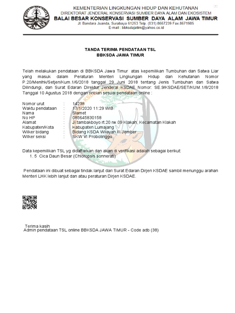 Pendataan TSL - Slamet | PDF