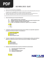 Exam Paper of ISO 9001-2015 Quality Management System Internal Auditor ...