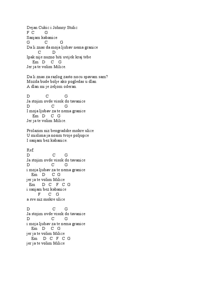 Akordi Pjesama | PDF