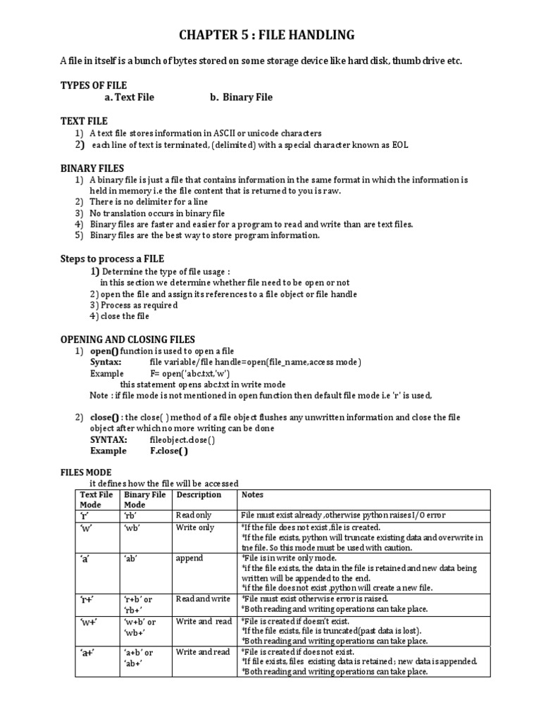CS12 CH 5 Python File Handling | PDF | Text File | Computer File