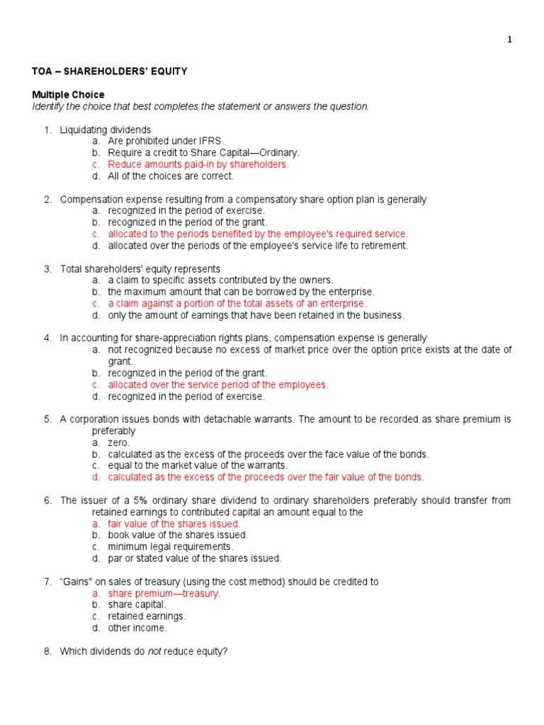 Shareholders' Equity and Dividends Analysis | PDF | Dividend | Retained ...