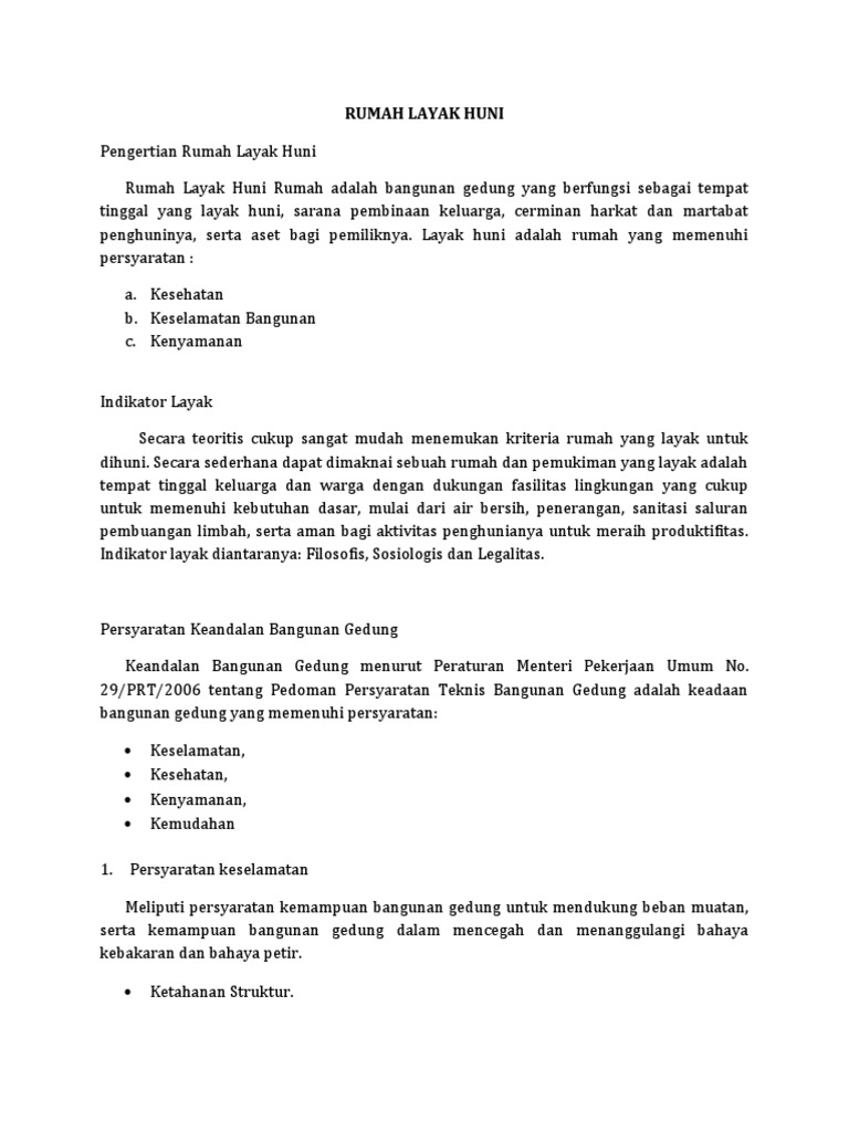 Rumah Layak Huni | PDF