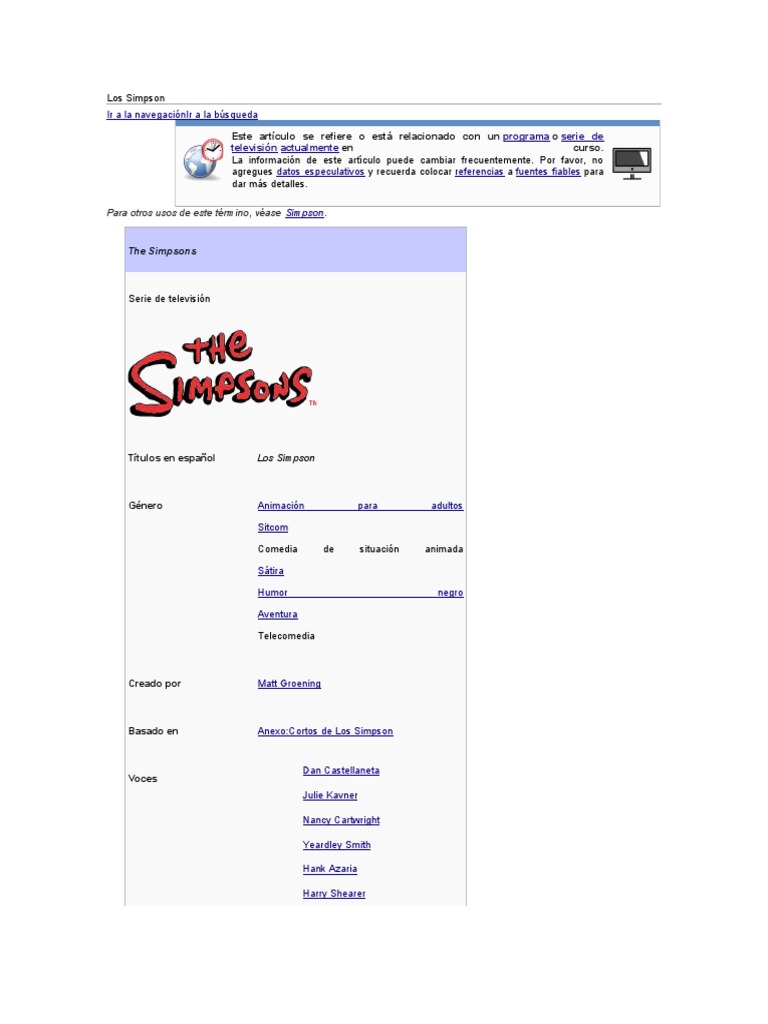 Los Simpson | PDF | Los Simpsons | Serie de televisión creada