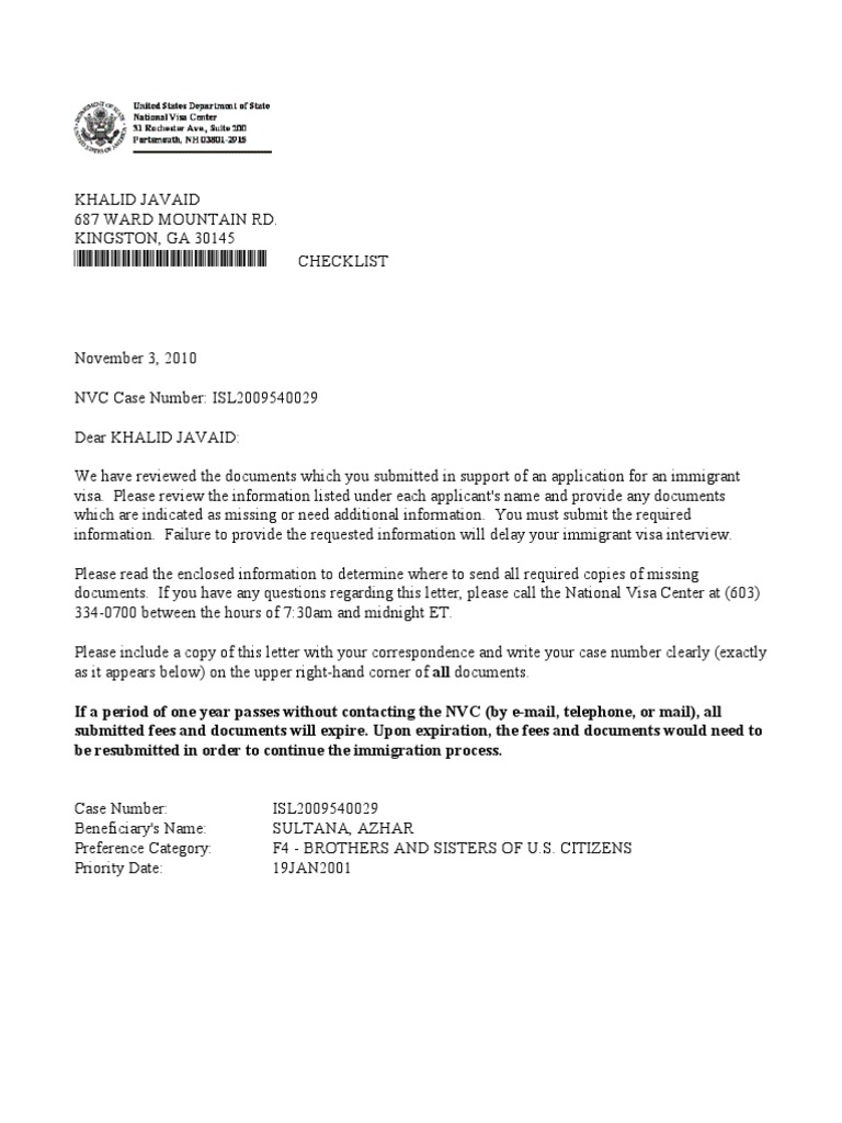 Isl2009540029 - Checklist Cover Letter | Immigration Law | Immigration