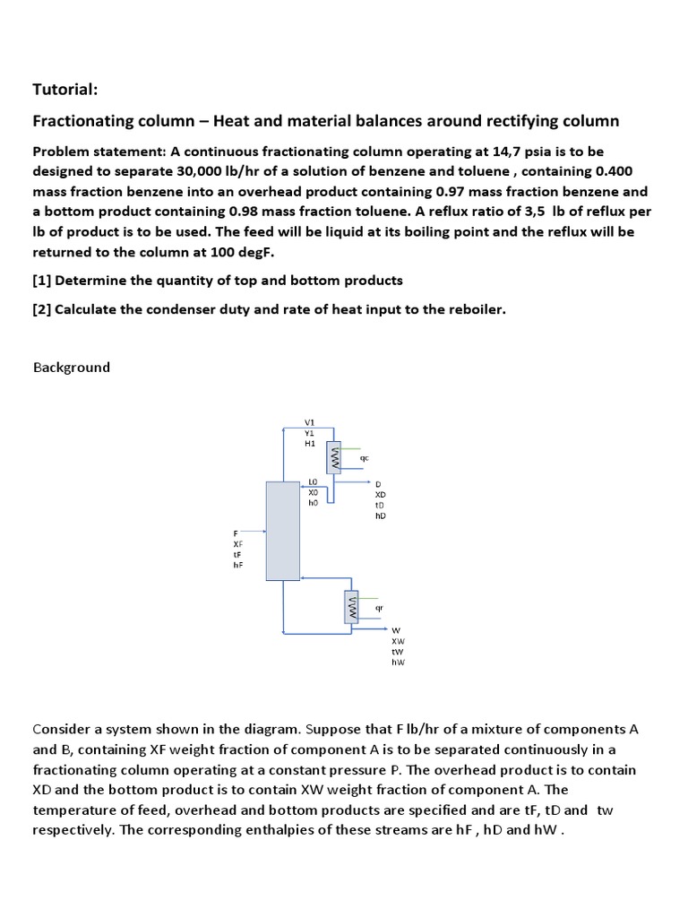 Heat and Material Balances Around Rectifying Column | PDF | Enthalpy | Heat