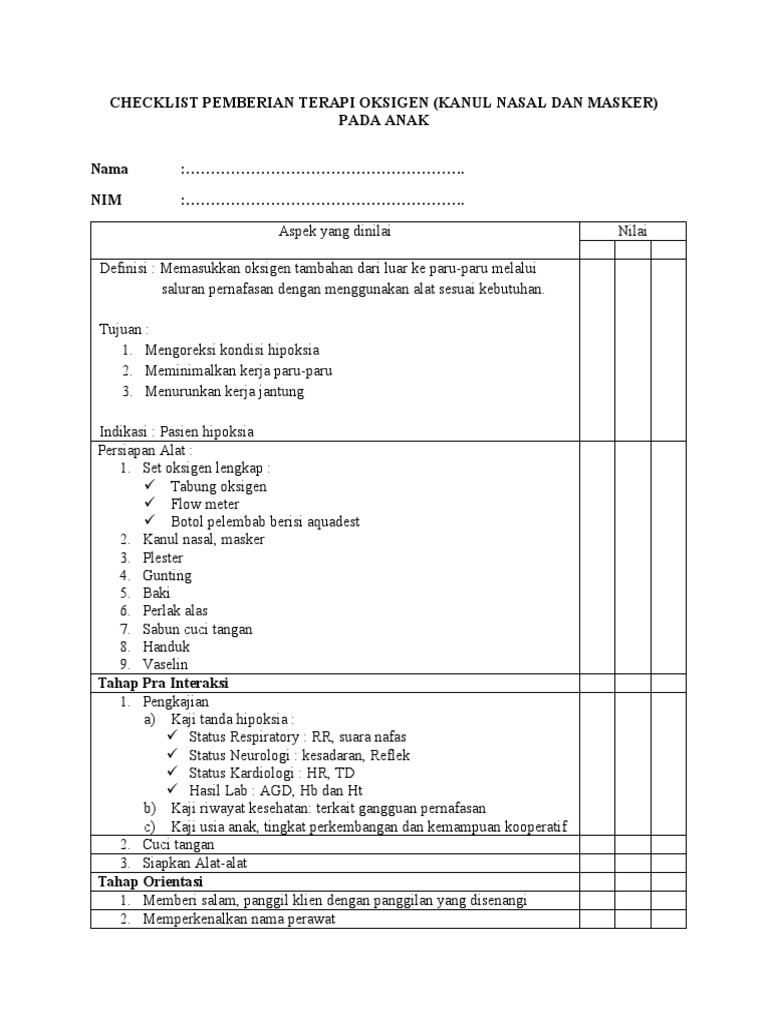 SOP Terapi Oksigen pada Anak | PDF | Pengembangan Diri | Sains & Matematika