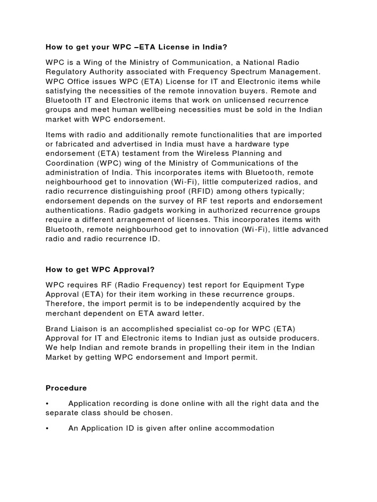 Get WPC Registeration in India | PDF | Technology & Engineering