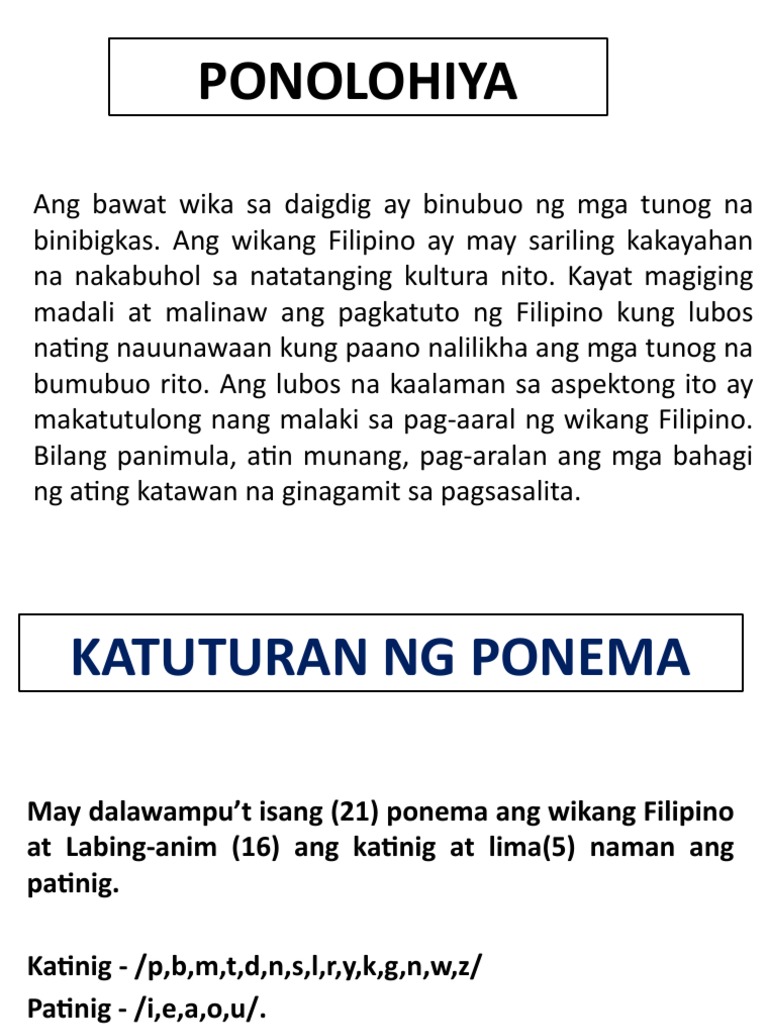 Filipino 1 Morpolohiya at Ponolohiya | PDF