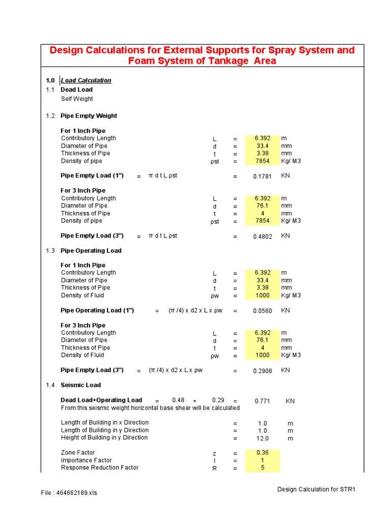 Structural Load Calculations | PDF | Pipe (Fluid Conveyance) | Physics