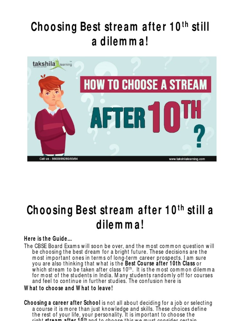 Choosing the Right Stream After 10th | PDF | Science | Psychological ...