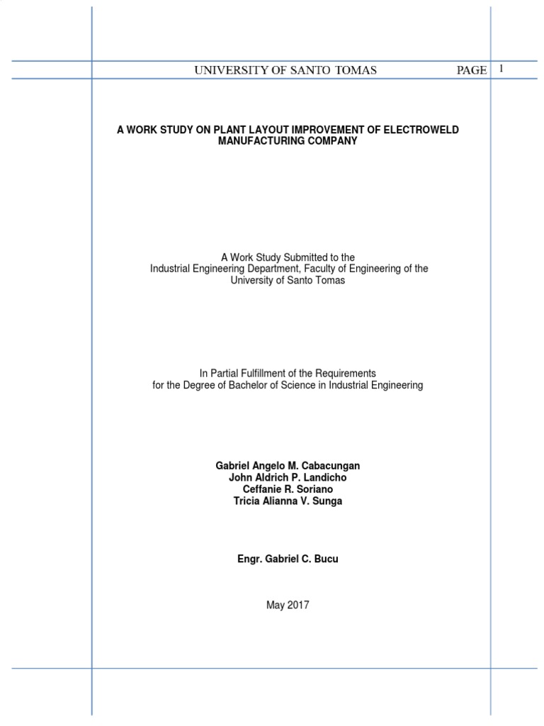 A Work Study On Plant Layout Improvement of Electroweld Manufacturing ...