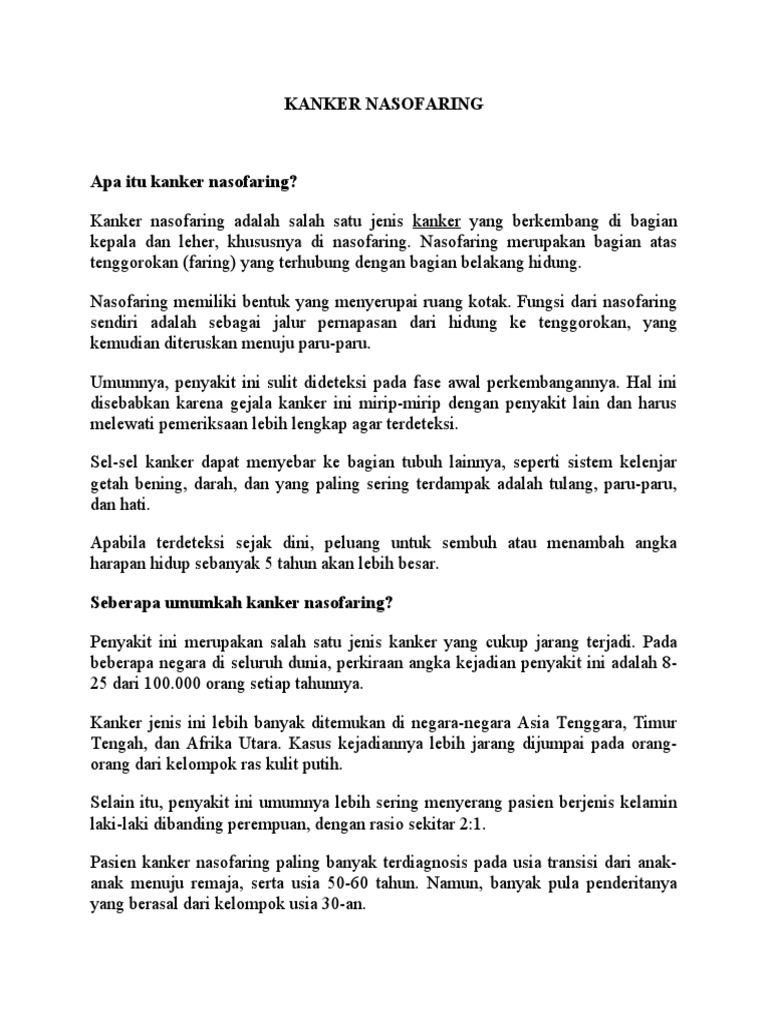 Kanker Nasofaring | PDF
