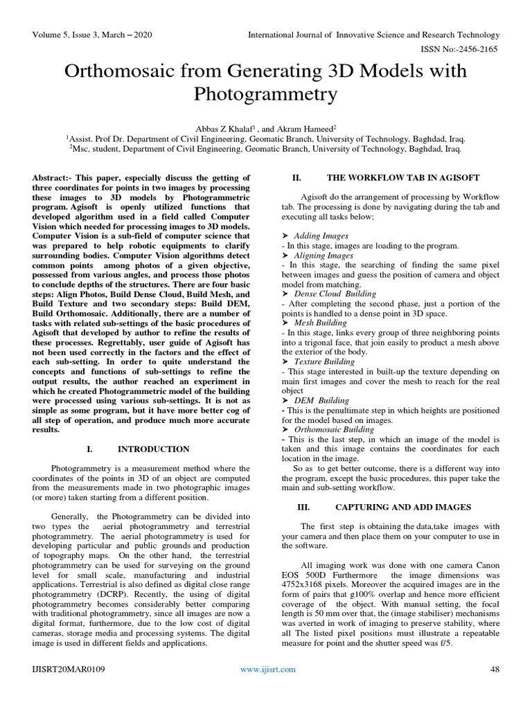 Orthomosaic From Generating 3D Models With Photogrammetry | PDF ...