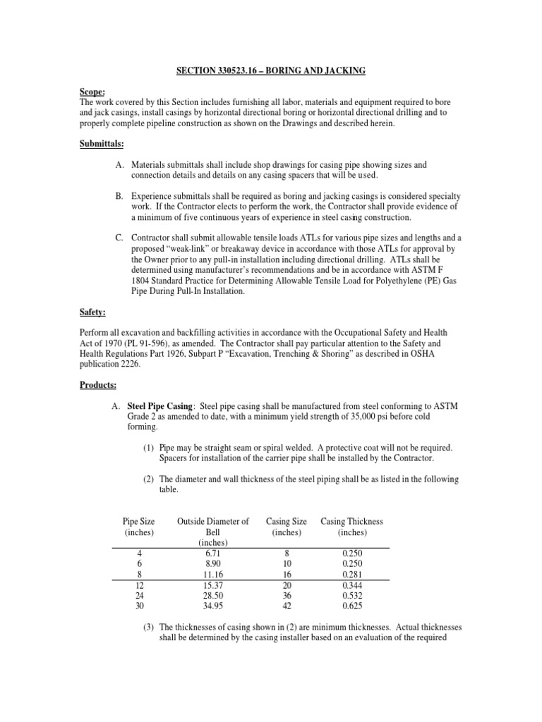 Bore and Jack Casings | PDF | Casing (Borehole) | Pipe (Fluid Conveyance)