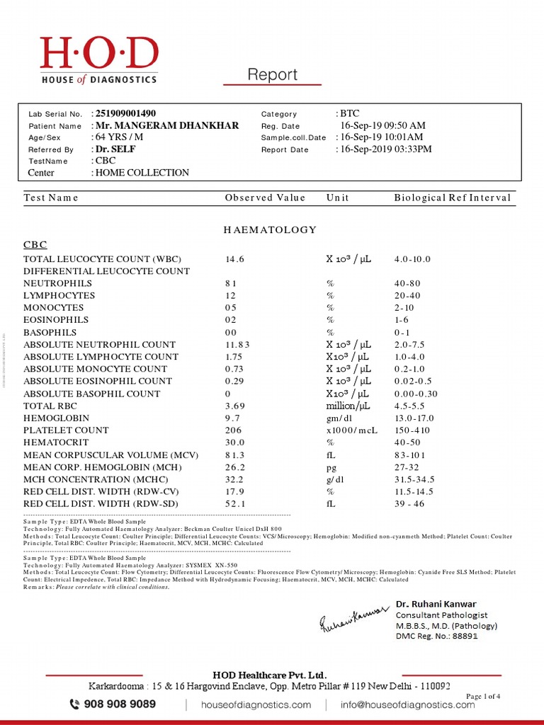 Labreportnew PDF | PDF | Medical Tests | Biotechnology