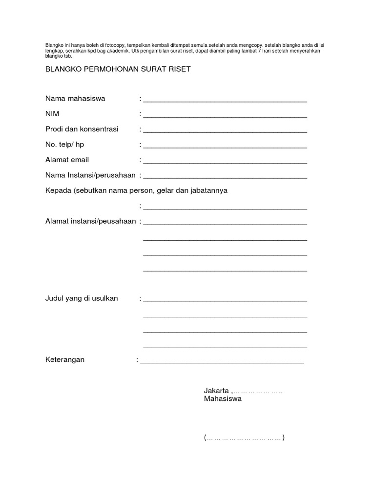 Blangko Surat Riset | PDF | Karier & Perkembangan