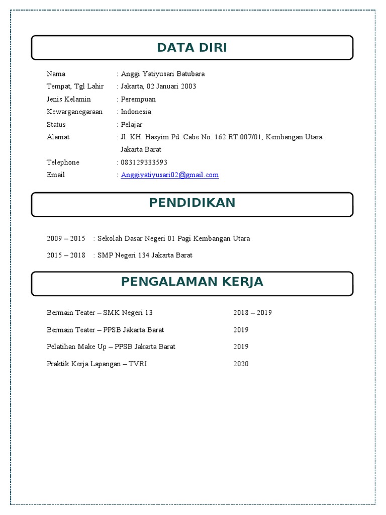 CV (Anggi Yatiyusari) | PDF