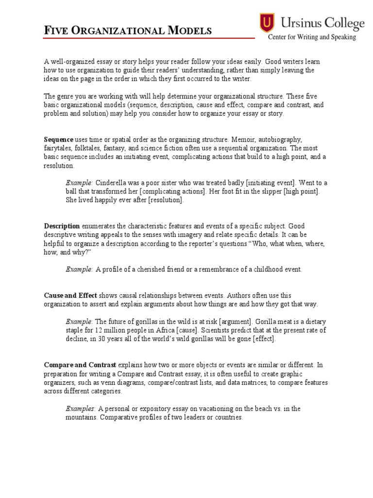 Five Essay Organizational Models | PDF | Essays | Causality