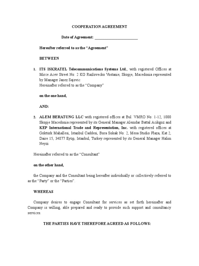 Cooperation Agreement for PR Services | PDF | Fee | Civil Law (Legal ...