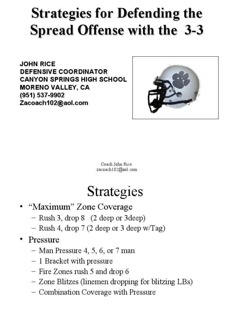 Strategies For Defending The Spread Offense With The 3-3 | PDF ...