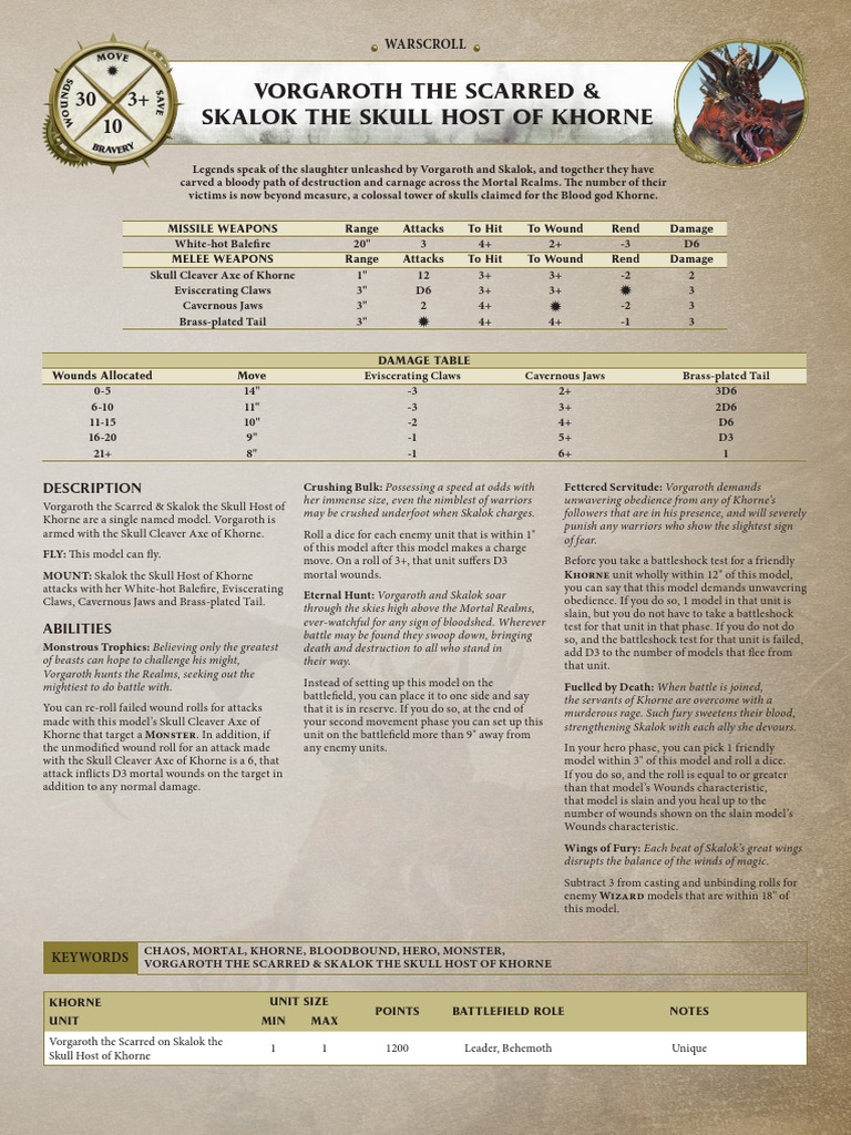 Vorgaroth and Skalok Warscroll | PDF | Fantasy | Leisure