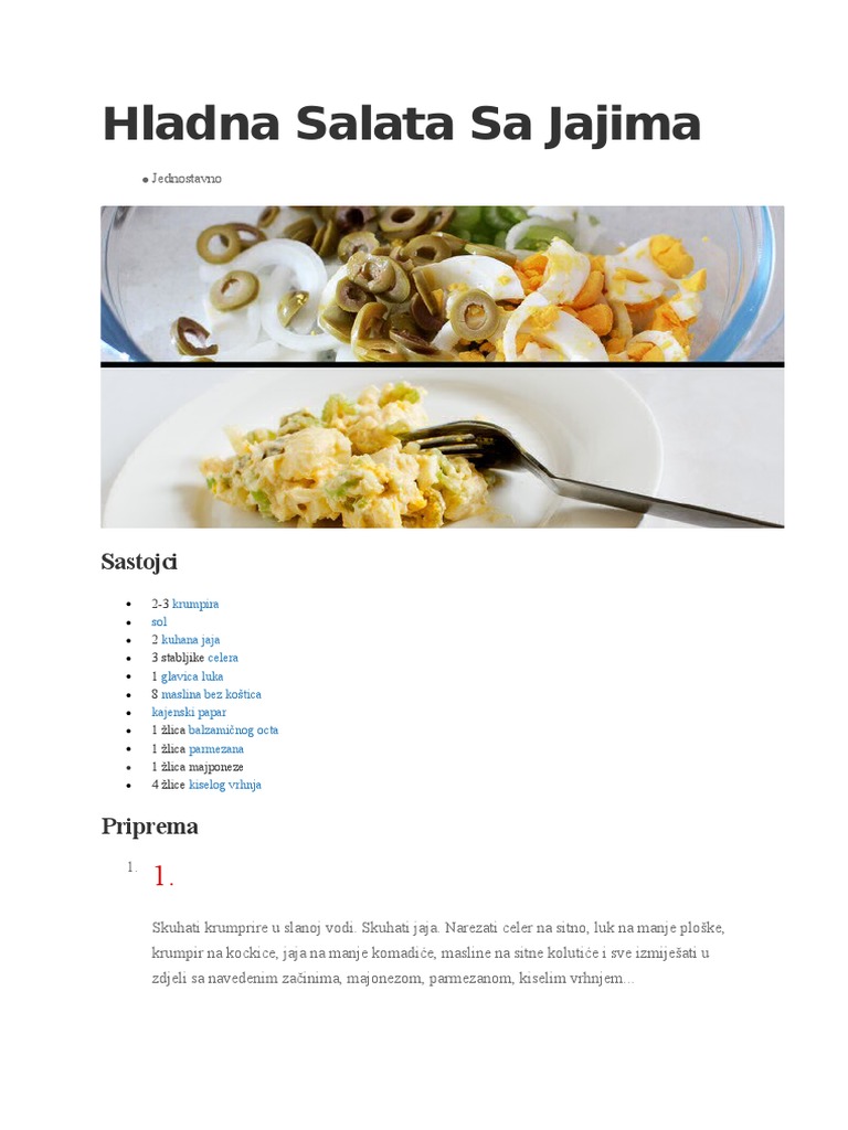 Hladna Salata Sa Jajima | PDF